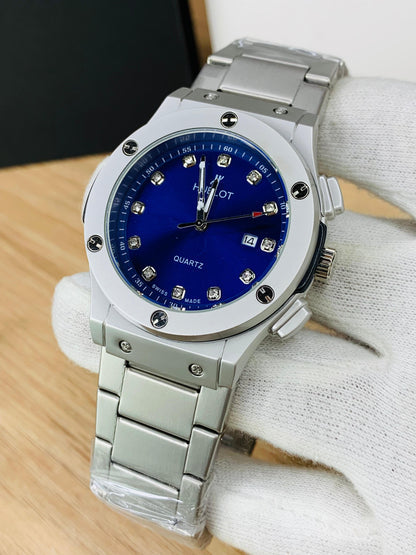 BRANDED HB PREMIUM WATCH FOR MEN - SILVER MATTE CHAIN – XEON WATCHES