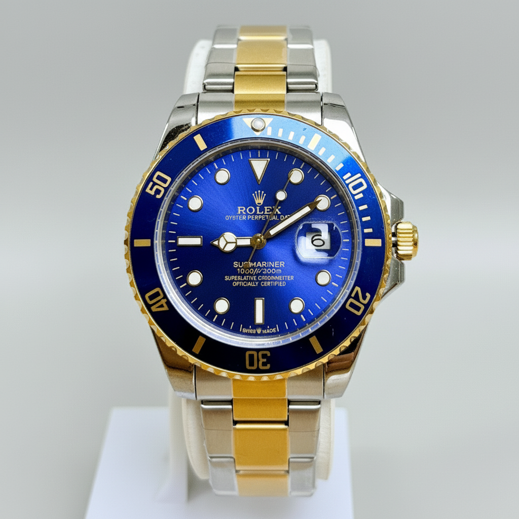 Rlx Submariner - 40mm - Stainless Steel - Smurf Two Tone – XEON WATCHES